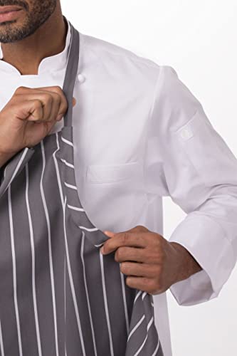 Chef Works Unisex English Chef Apron, Grey W/ Wht Stripe, One Size