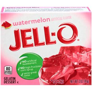 jell-o watermelon flavor gelatin dessert, 3 ounce box (4-pack)