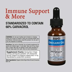 ZAND Oregano Oil Immune Support Formula | Standardized to Contain 60% Carvacrol | Topical & Internal Use, 1oz, 274 Servings