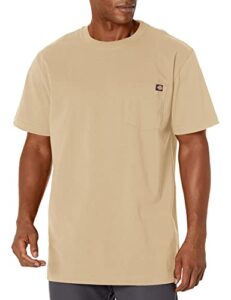 dickies mens heavyweight crew neck short sleeve tee henley shirt, desert sand, xx-large us