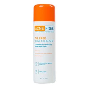 acnefree acne free oil-free cleanser, benzoyl peroxide 2.5% with glycolic acid to prevent and treat breakouts unscented, 8 fl oz