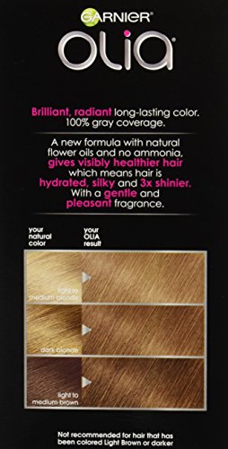 Garnier Olia Ammonia Free Permanent Hair Color, 100% Gray Coverage (Packaging May Vary), 7.0 Dark Blonde, Pack of 1