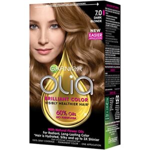 Garnier Olia Ammonia Free Permanent Hair Color, 100% Gray Coverage (Packaging May Vary), 7.0 Dark Blonde, Pack of 1