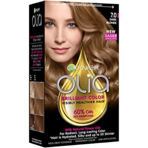 Garnier Olia Ammonia Free Permanent Hair Color, 100% Gray Coverage (Packaging May Vary), 7.0 Dark Blonde, Pack of 1