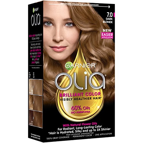 Garnier Olia Ammonia Free Permanent Hair Color, 100% Gray Coverage (Packaging May Vary), 7.0 Dark Blonde, Pack of 1