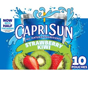 capri sun strawberry kiwi naturally flavored kids juice drink blend (10 ct box, 6 fl oz pouches)