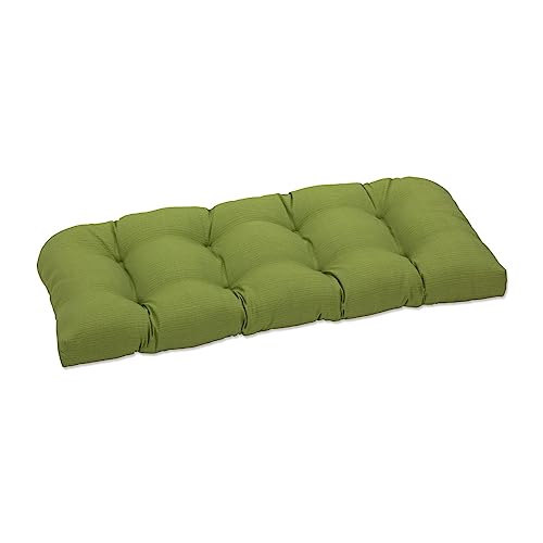 Pillow Perfect Forsyth Solid Indoor/Outdoor Wicker Patio Sofa/Swing Cushion Tufted, Weather and Fade Resistant, 19" x 44", Green