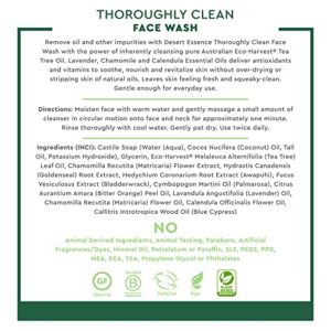 Desert Essence Thoroughly Clean Face Wash - Original - 8.5 Fl Ounce - Tea Tree Oil - For Soft Radiant Skin - Gentle Cleanser - Extracts Of Goldenseal, Awapuhi, & Chamomile Essential Oils