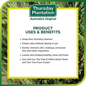 Thursday Plantation Tea Tree Face Wash Foam, Gentle Soap-Free Skin Cleanser, 5.1 fl oz