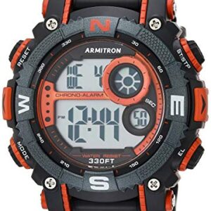 Armitron Sport Men's 40/8284RED Large Metallic Red Accented Black Resin Strap Chronograph Digital Watch