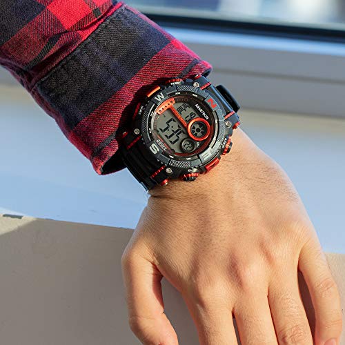 Armitron Sport Men's 40/8284RED Large Metallic Red Accented Black Resin Strap Chronograph Digital Watch