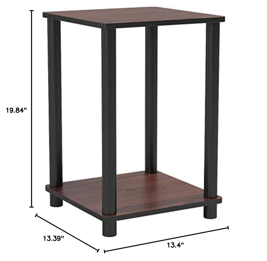 Furinno Turn-N-Tube End Table, Dark Cherry/Black , 1-Pack