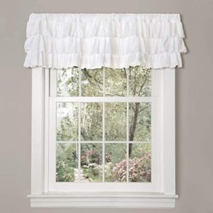 lush decor belle valance vintage chic style single curtain, 84" w x 18" l, white