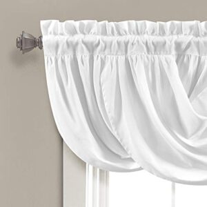 Lush Decor Lucia Elegant Waterfall Valance for Living Room Kitchen, and Bedroom, Soft Polyester Window Curtain, Single -White (42"W x 18"L)