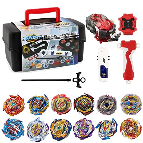 Bey Battle Burst Gyro Blade Toy Set Gift with Portable Box 12 Spinning Tops 2 Two-Way Launcher Metal Fusion Attack Top Battling Game Gift for Boys Children Kids