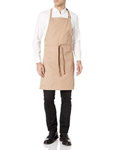 uncommon threads unisex adj butcher apron 2 section pocket, khaki, one size