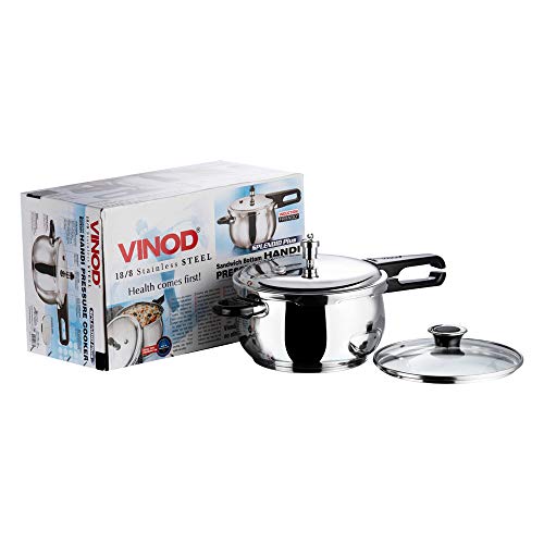 Vinod V-5.5L Splendid Plus Handi Stainless Steel Pressure Cooker, 5.5-Liter