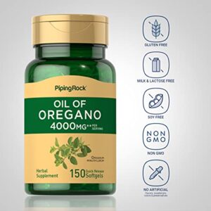 Piping Rock Oregano Oil Capsules 4000mg | 150 Softgel Pills | Herbal Supplement | Non-GMO, Gluten Free