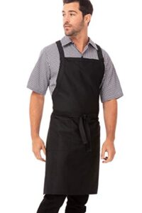 chef works unisex cross-back bib apron, black, one size