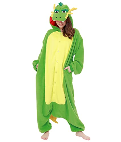 SAZAC Dragon Kigurumi - Onesie Jumpsuit Halloween Costume (Regular, Adult, One-Size-Fits-All)