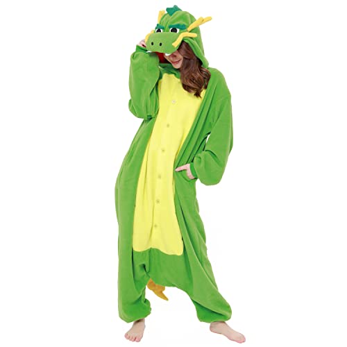 SAZAC Dragon Kigurumi - Onesie Jumpsuit Halloween Costume (Regular, Adult, One-Size-Fits-All)