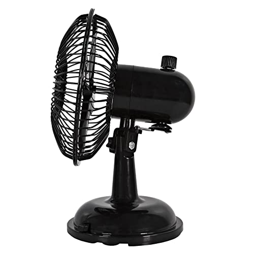 Comfort Zone CZ5USBBK 5” 2-Speed Dual Base USB or Battery-Operated Desk Fan, 360-Degree Adjustable Angle, LED Power Indicator Light, Black