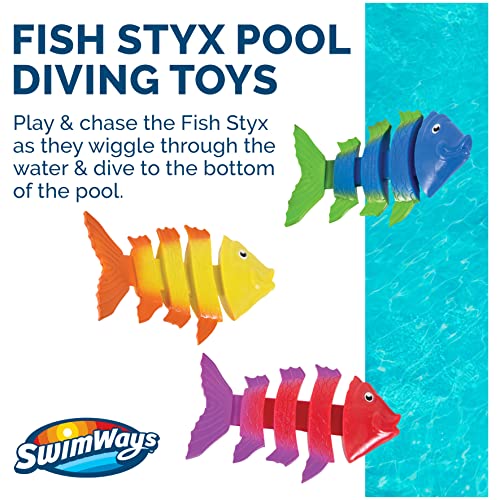 SwimWays Fish Styx Kids Fish-Shaped Pool Diving Toys (3 Pack), Bath Toys & Pool Party Supplies for Kids Ages 5 and Up