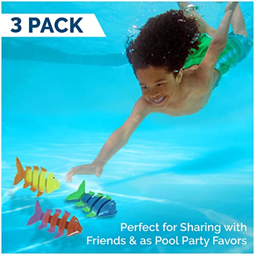 SwimWays Fish Styx Kids Fish-Shaped Pool Diving Toys (3 Pack), Bath Toys & Pool Party Supplies for Kids Ages 5 and Up