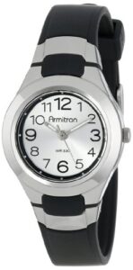 armitron sport unisex 25/6418blk analog easy-to-read dial black resin strap watch