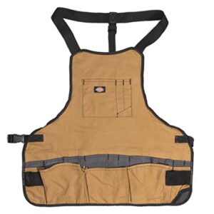 Dickies 16-Pocket Workshop Bib Apron, Durable Canvas Construction, Reinforced Edges, Adjustable Belt, Grey/Tan