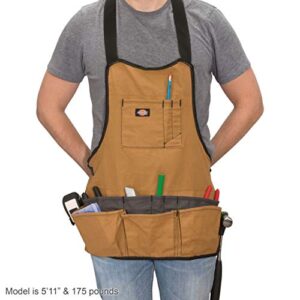 Dickies 16-Pocket Workshop Bib Apron, Durable Canvas Construction, Reinforced Edges, Adjustable Belt, Grey/Tan