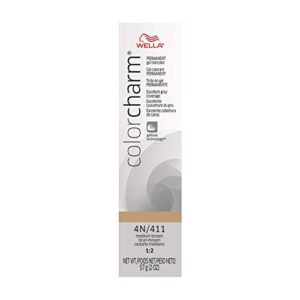 wella color charm permanent gel, hair color for gray coverage, 4n medium brown