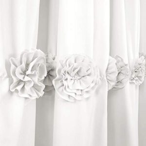 Lush Decor Darla Ruched Floral Bathroom Shower Curtain, 72” x 72”, White