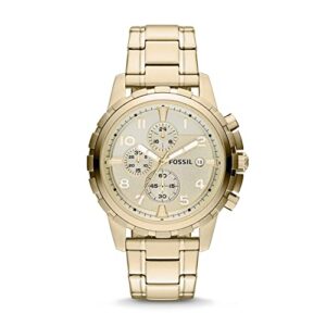 fossil men's dean quartz stainless steel chronograph watch, color: gold (model: fs4867ie)