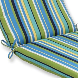 Pillow Perfect Stripe Outdoor Patio Chaise Lounge Cushion, Plush Fiber Fill, Weather, and Fade Resistant, Split Back - 72.5" x 21", Blue/Green Topanga, 1 Count