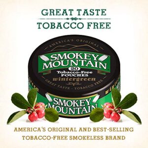 Smokey Mountain Original Pouches - Wintergreen - Tobacco Free and Nicotine Free - 10 Can Box - 20 Per Can