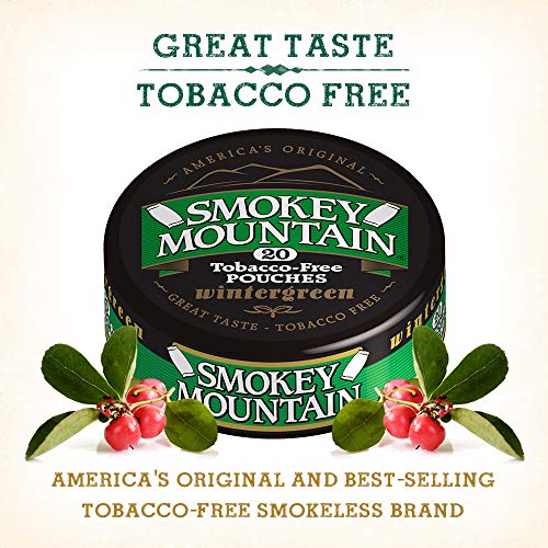 Smokey Mountain Original Pouches - Wintergreen - Tobacco Free and Nicotine Free - 10 Can Box - 20 Per Can