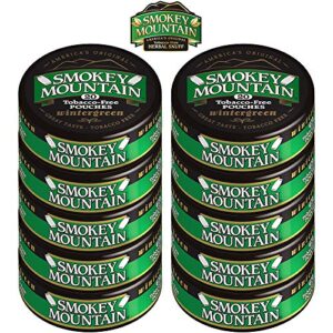 Smokey Mountain Original Pouches - Wintergreen - Tobacco Free and Nicotine Free - 10 Can Box - 20 Per Can