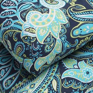 Pillow Perfect Paisley Outdoor Wicker Patio Seat Cushion Reversible, Weather, and Fade Resistant, Round Corner - 19" x 19", Blue/Green Pretty, 2 Count