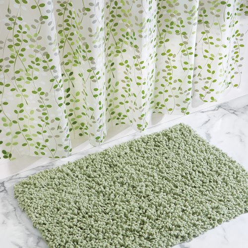 iDesign Vine Waterproof PEVA Bathroom Shower Curtain - 72" x 72", Green/White