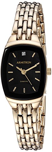 Armitron Women's 75/5195BKGP Diamond Accented Black Dial Gold-Tone Bracelet Watch