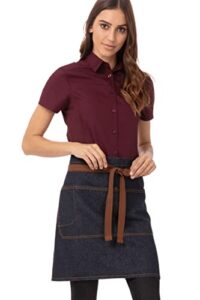 chef works unisex memphis half bistro apron, indigo blue, one size