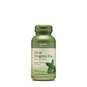 gnc herbal plus oil of oregano 60mg | supports general well-being | 100 capsules