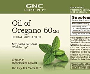 GNC Herbal Plus Oil of Oregano 60mg | Supports General Well-Being | 100 Capsules