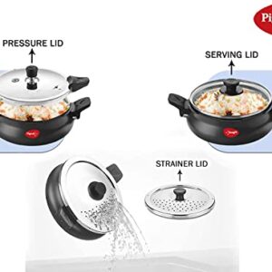 Pigeon 3.2 Quart All-In-One Super Cooker - Steamer, Cooking Pot, Pressure Cooker, Dutch Oven - For All Cooktops - Quick Cooking of Meat, Soup, Rice, Beans, Idli & more, Hard Anodized, (3 Liters)