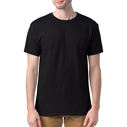 Hanes mens Essentials Short Sleeve T-shirt Value Pack (4-pack) athletic t shirts, Black, Large US