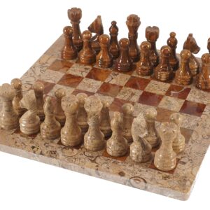 Radicaln Handmade Red and Coral Full Marble Chess Board Game Set - Staunton Marble Tournament Two Players Full Chess Game Table Set