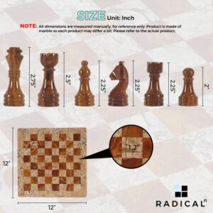 Radicaln Handmade Red and Coral Full Marble Chess Board Game Set - Staunton Marble Tournament Two Players Full Chess Game Table Set