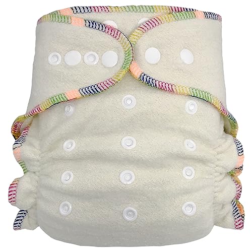 Overnight Hemp Fitted Cloth Diaper: Adjustable One-Size with Snap Buttons and 2 Cotton Hemp Inserts, Unisex Baby (1-Pack)