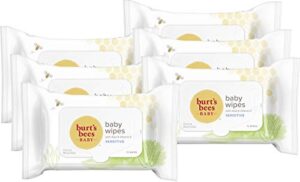 burt's bees baby wipes, unscented towelettes for sensitive skin, hypoallergenic & non-irritating, all natural with soothing aloe & vitamin e, fragrance free, 6 flip-top packs (432 wipes total)